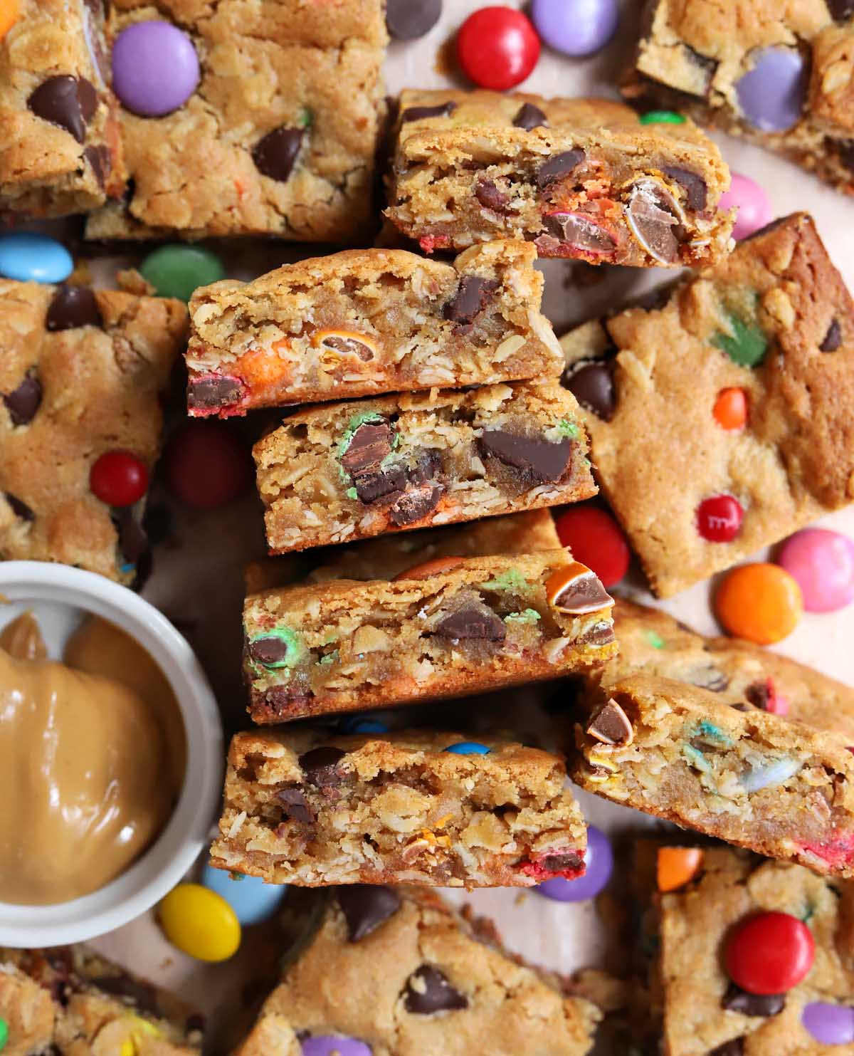 CHEWY Monster Cookie Bars (with VIDEO) - Scientifically Sweet