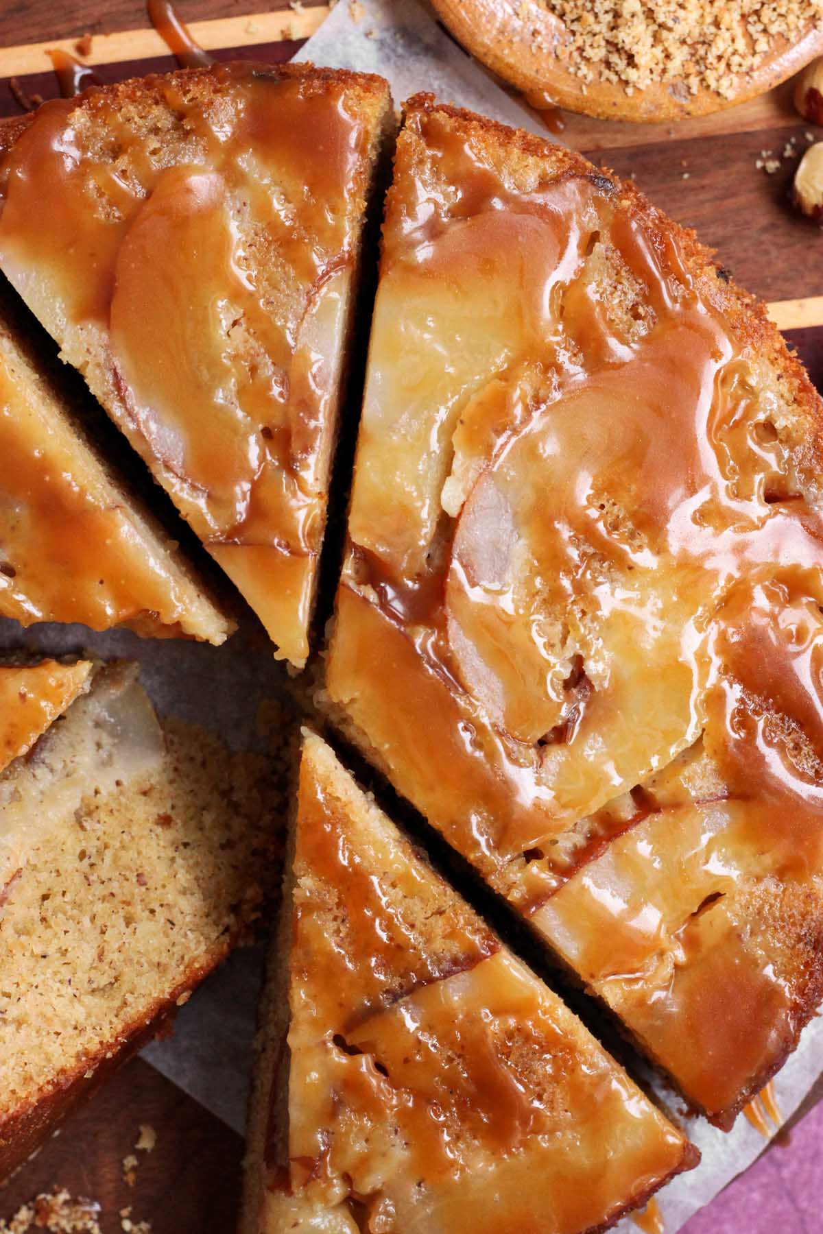 Brown Butter Hazelnut Pear Upside Down Cake - Scientifically Sweet